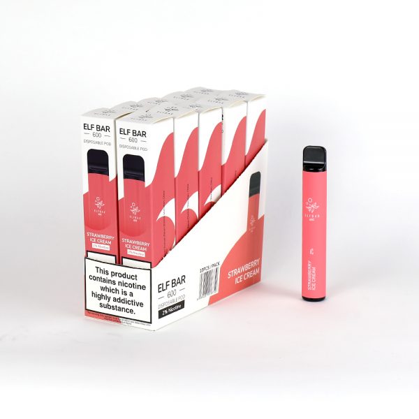 Elf Bar 600 Strawberry Ice Cream Disposable Puff Bar 20mg Shisha Vibe